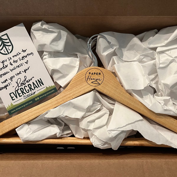 Laser Engraved Wooden Boutique Hangers – Custom Logo - Etsy