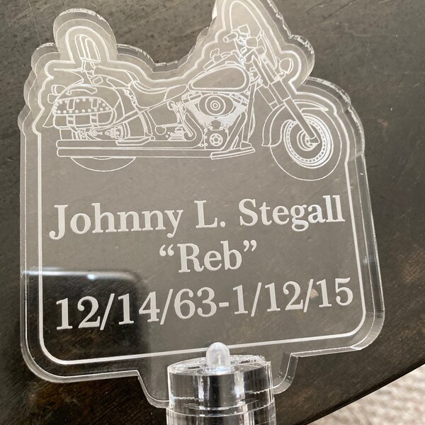Personalized Motorcycle Solar Light, Grave Marker, Memorial, Garden ...