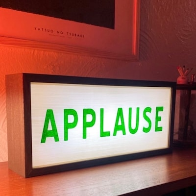 APPLAUSE Lightbox Sign, Green Typeface Retro Wooden Lighted Hand ...