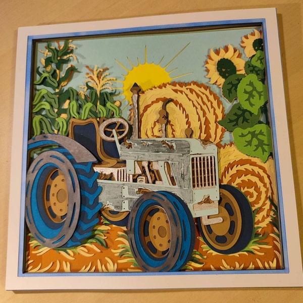 3D SVG Layered Tractor Shadow Box, Harvest 3D SVG, Fall Shadow Box ...