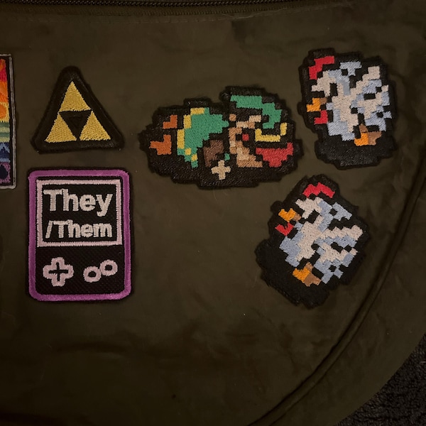 8 Bit Mario or Luigi Racoon Tail Shiny Metallic Embroidery Iron on ...