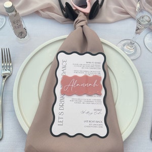 Wavy Name Cards Acrylic Laser Personalised, Individual Guests Place ...