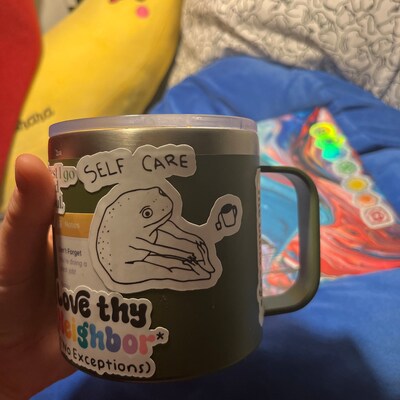 Funny Frog Self Care Sticker, Funny Frog Self Care Retro Sticker, Funny ...
