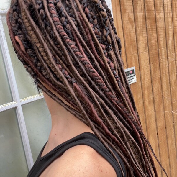 Brown Thin Dreads With Feather Beads. Twisted Synthetic Dreadlocks - Etsy