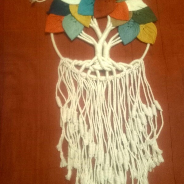 Green Leaf Macrame Tree of Life, Tree of Life Macrame Wall Hanging With ...
