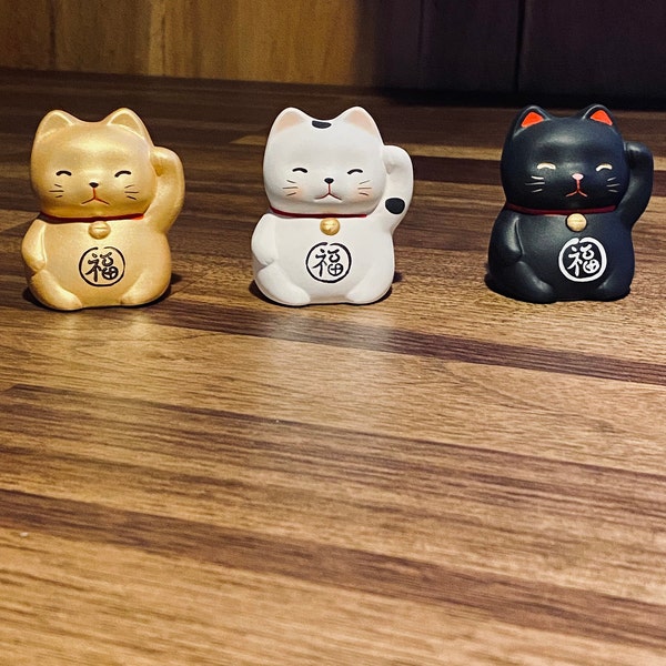 Ceramic Lucky Cat Set Lucky Cats for Luck, Happiness, Wealth and ...