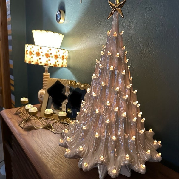 Handcrafted Light up Ceramic Christmas Tree With Gold Accent - Etsy