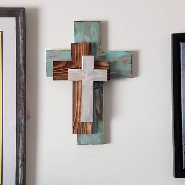 Rustic Wooden Cross Wall Decor: Handmade Antique Style Art - Etsy