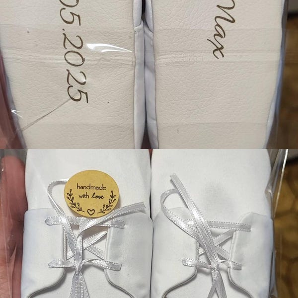 Personalised IVORY Baby Boy Christening Shoes, Baptism Shoes, White ...
