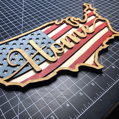 DIGITAL FILE American Flag USA Home Sign, Laser Cut File, Glowforge ...