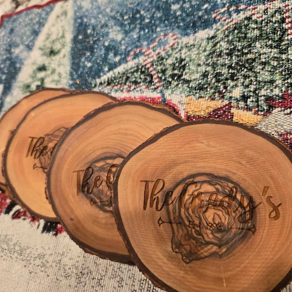 Personalized Live Edge Coasters, Engraved Coasters Live Edge, Custom ...