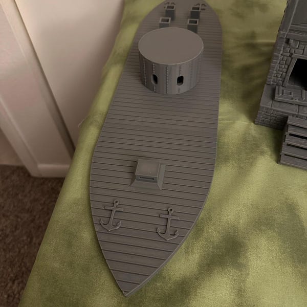 Ironclad - USS Monitor Ship Model 28mm, 20mm, 15mm Tabletop Miniature ...