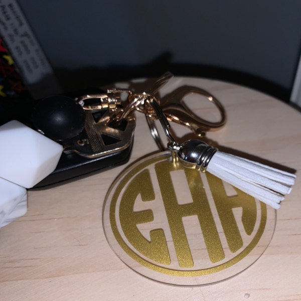 Monogrammed Keychain With Tassel, Tassel Monogram Keychain ...