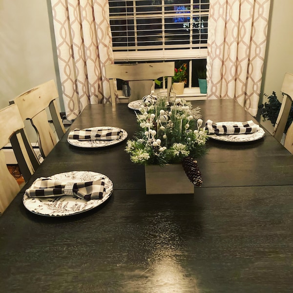 Set of 8 Dinner Napkins in Checker Black and White Checker Fabric 16 X ...