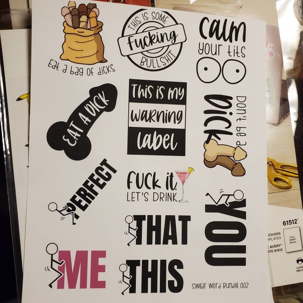 Adult Humor Swear Words PNG Design Bundle, Curse Word PNG Sticker and ...