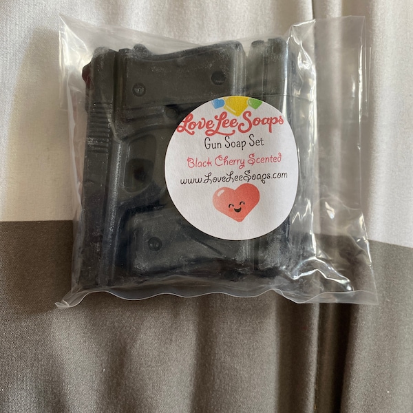 Gun Soap Black Cherry Set: Soap Gun, Handgun Soap, Gift for Him, Pistol ...