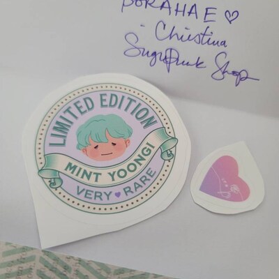 Mint Yoongi Sticker BTS Inspired Sticker Suga Min Yoongi Cute Sticker ...