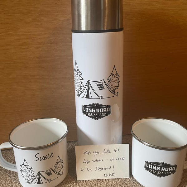 Camping Mug and Flask Set, Camping Gift, Flask, Tent Gift, Personalised ...
