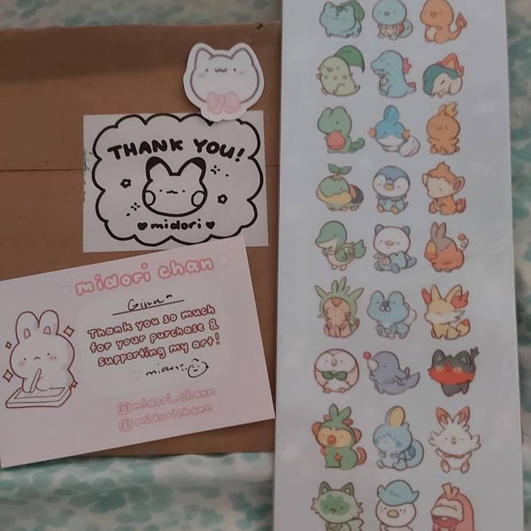 Pastel Tiny Derpy Poké Gen 1-9 Starters Sticker Sheet 27 Stickers - Etsy