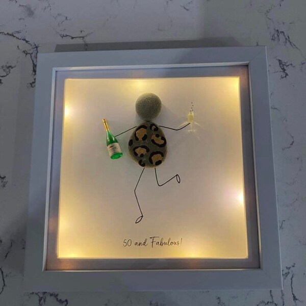 Pebble Art Family. Pebble Art Friends Gift. Box Frame Pebble Art With ...