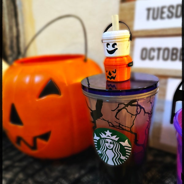 Straw Toppers Halloween Buckets With New Purple Vampire, Mummy ...