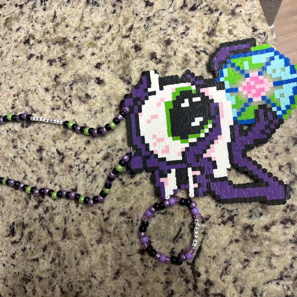 Subtronics Cyclops Octopus Glow in the Dark Plush Perler Kandi Necklace ...