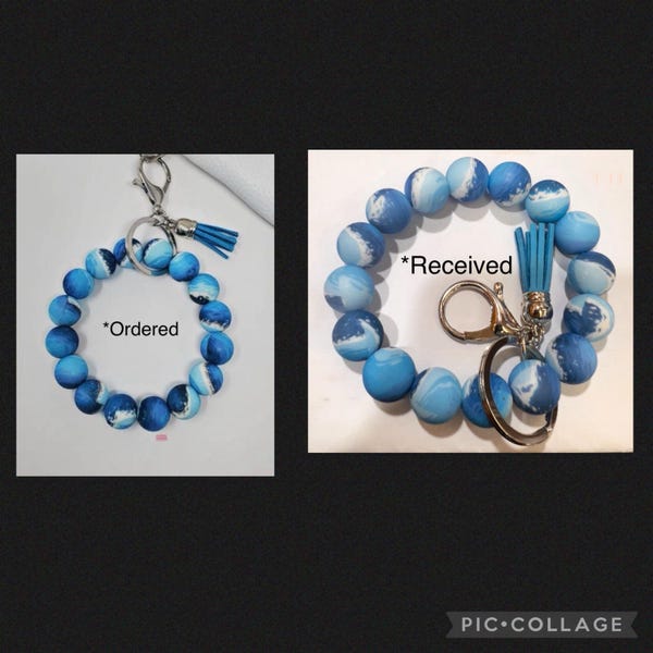 Music Notes Trio Wristlet Keychain Stretchy Bracelet & Tassel Silicone ...