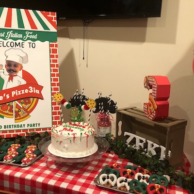 Pizza Party Birthday Welcome Sign Poster Welcome Sign Pizza Party ...