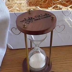 Engraved Solid Brass and Wood Hour Glass Sand Timer/ Personalized Sand ...