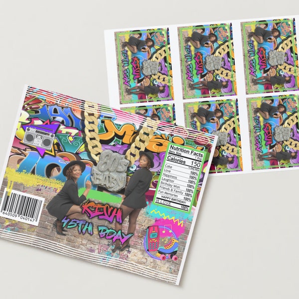 EDITABLE Hip Hop Chip Bag | Throwback Birthday Party | 90s Baby| 80s ...