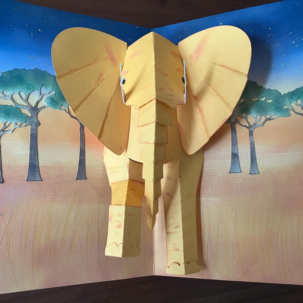 DIY Elephant Pop-up Card SVG and PDF Template for Instant Download - Etsy