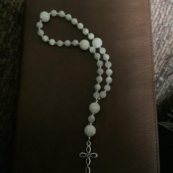 Blue Ceramic and Decorative Wood Cross Protestant Prayer Beads ...