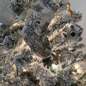 Black and Cream Toile Christmas Tree Ornaments - Etsy