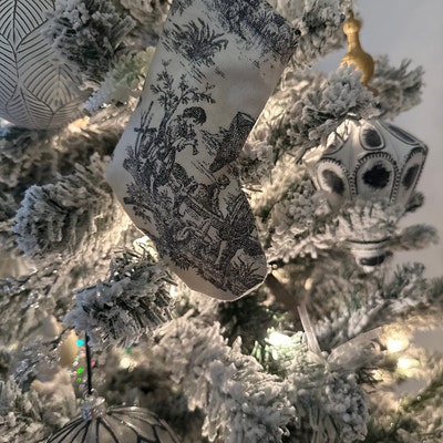 Lot 2: Red and Cream Toile Christmas Tree Ornaments - Etsy