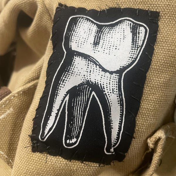 Tooth Patch: Screen Printed Cotton Sew on Patch for Jacket, Jeans | Goth Punk Occult Horror ...