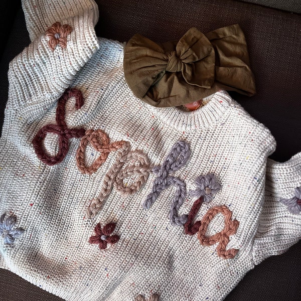 CONFETTI Name Personalized Embroidered Sweater - Etsy