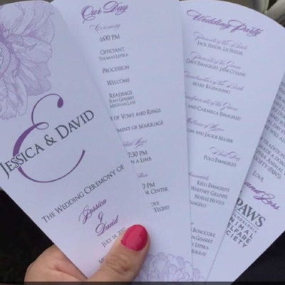 Summer Wedding Program Fans Shabby Chic Petal Fan Programs - Etsy