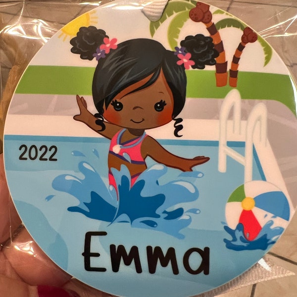 Personalized Girl Swimming Pool Summer Ornament Keepsake - Custom Made ...