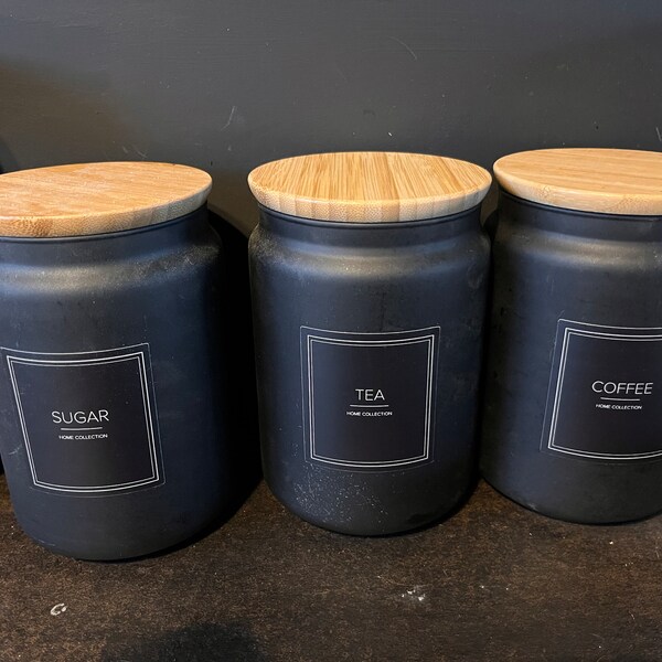 Tea Coffee Sugar Labels Bundle, Waterproof & Oil Resistant Kitchen Jar ...