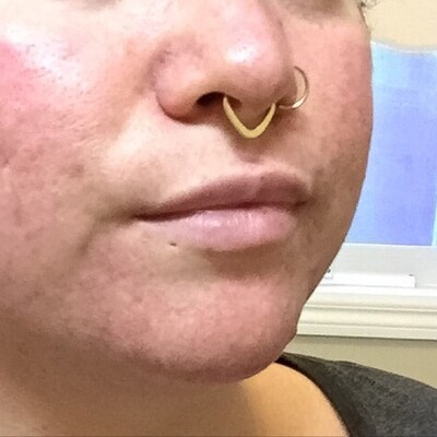 Septum Ring, Triangle Septum, Smooth Hammered, Triangle Nose Ring, Rose ...