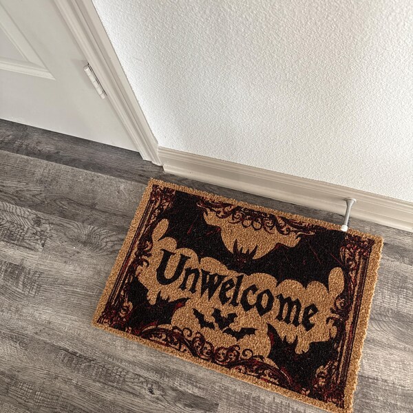 Unwelcome Bat Style Gift, Dark and Gothic Doormat, Gothic Mat Home ...
