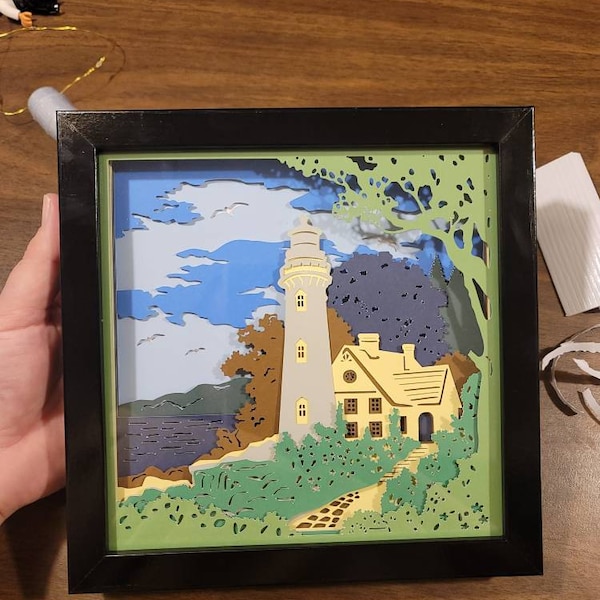 Lighthouse Lightbox Template: Paper Cut Shadow Box (SVG, PDF, PNG) - Etsy