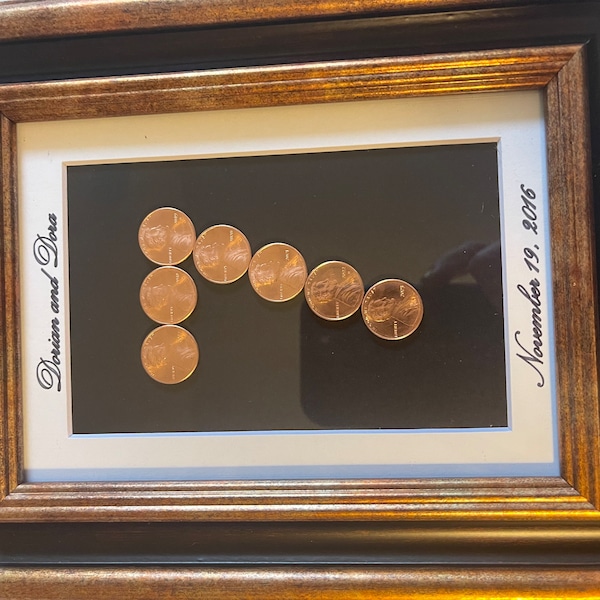 Copper Coin 7 Year Anniversary Gift - Framed 7 Configuration - Etsy