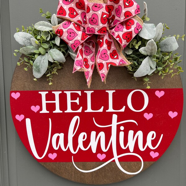 Valentines Front Door Decor | Hello Valentine | Valentines Wreath ...