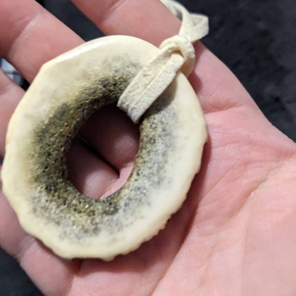 Ethical Antler Jewelry, Full Moon on Deer Antler Pendant, Brown Leather ...