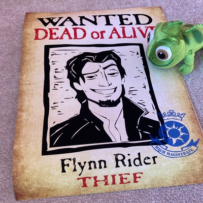 Flynn Rider Wanted Poster Tangled Poster Vintage Disney Movie Poster ...