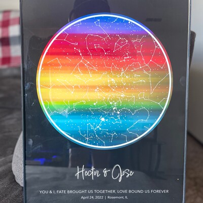 Custom Star Map by Date LGBTQ Rainbow Flag Poster, Gay Love Couple ...
