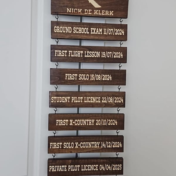 Pilot Timeline, Aviation Milestone, Custom, Engraved, Pilot Gift - Etsy
