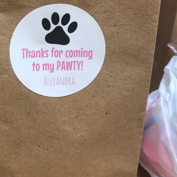 Paw Print Pink Stickers, Girl Dog, Paw Labels, Dog Party, Puppy ...