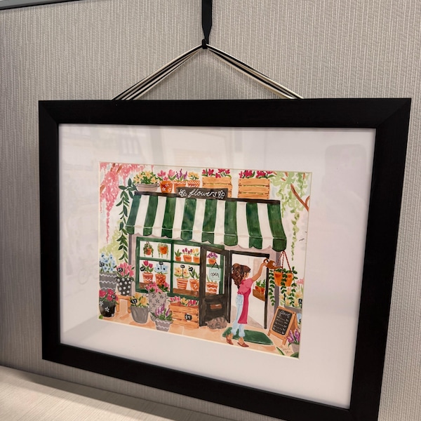 Flower Shop Print, Floral Wall Art, Sweet Little Store Painting ...